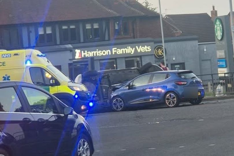 Car rolls onto side in Stockton crash as four treated by paramedics on ...