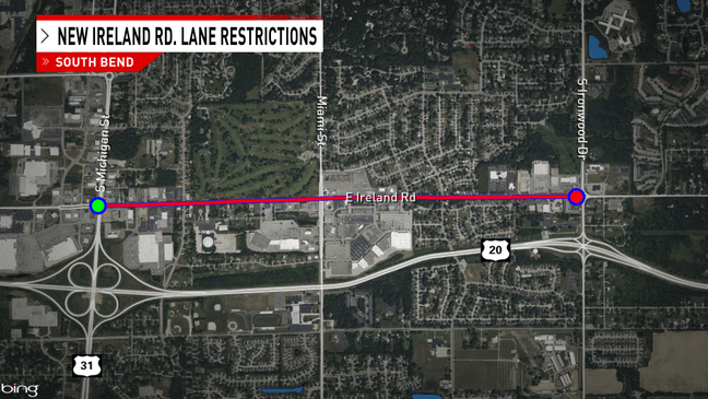 New lane restrictions in place as Ireland Road construction project ...
