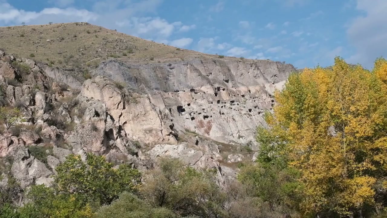 Vardzia, Georgia: Drone views of cliff-carved monastery