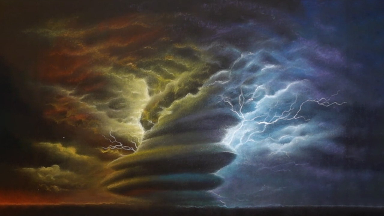 How to draw a dramatic storm sky with rain and lightning effects