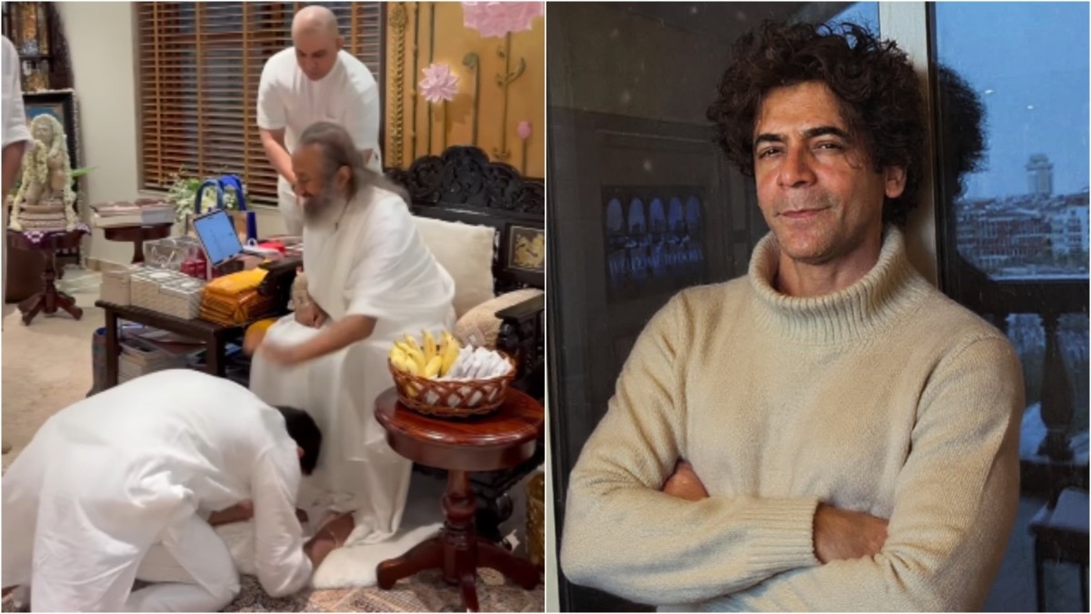 Sri Sri Ravi Shankar meets celebs: Vikrant Massey touches feet, Sunil ...