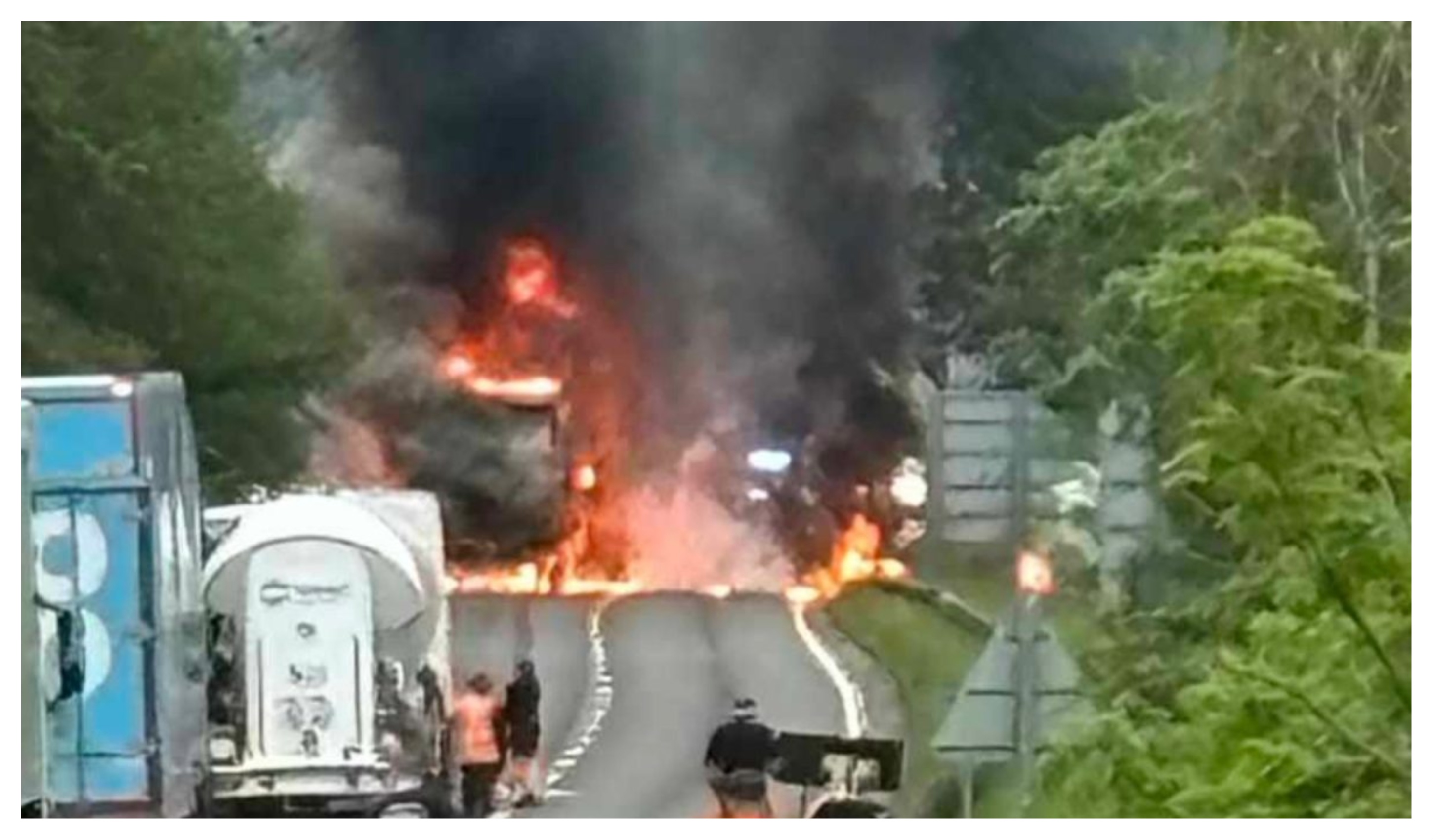 A9 'lorry fire': Road closed in both directions after 'lorry bursts ...