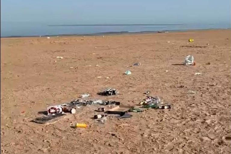 'Bone idle' visitors slammed as beach left covered in nappies and chicken