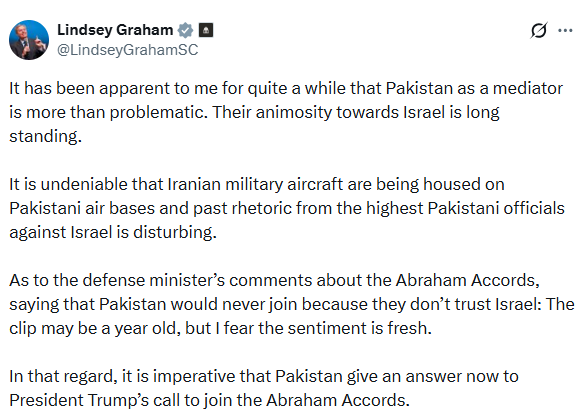 Problematic: US senator on Pak's mediator role after Abraham Accords rebuff