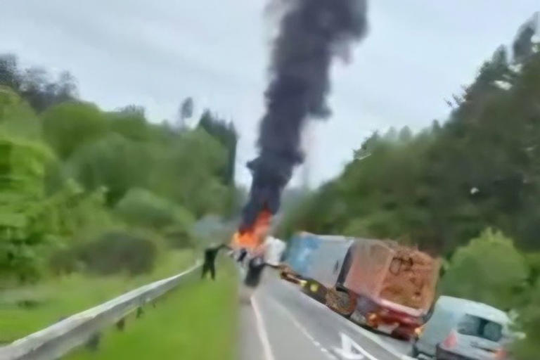 Lorry explodes on A9 as emergency crews close major road