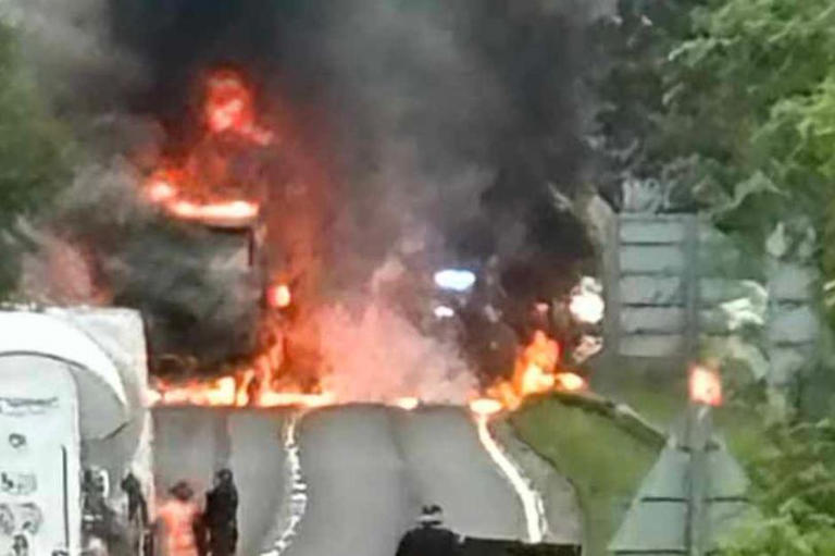 Lorry explodes on A9 as emergency crews close major road