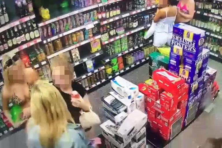 'Cheeky' bikini-clad gang caught pinching booze from shop during heatwave
