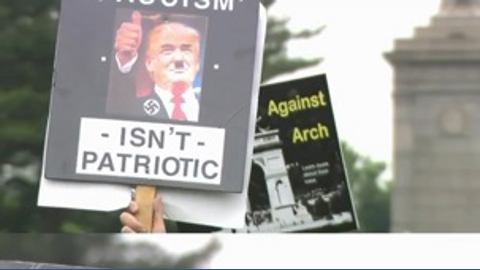 Protesters rally against proposed Trump triumphal arch near National ...