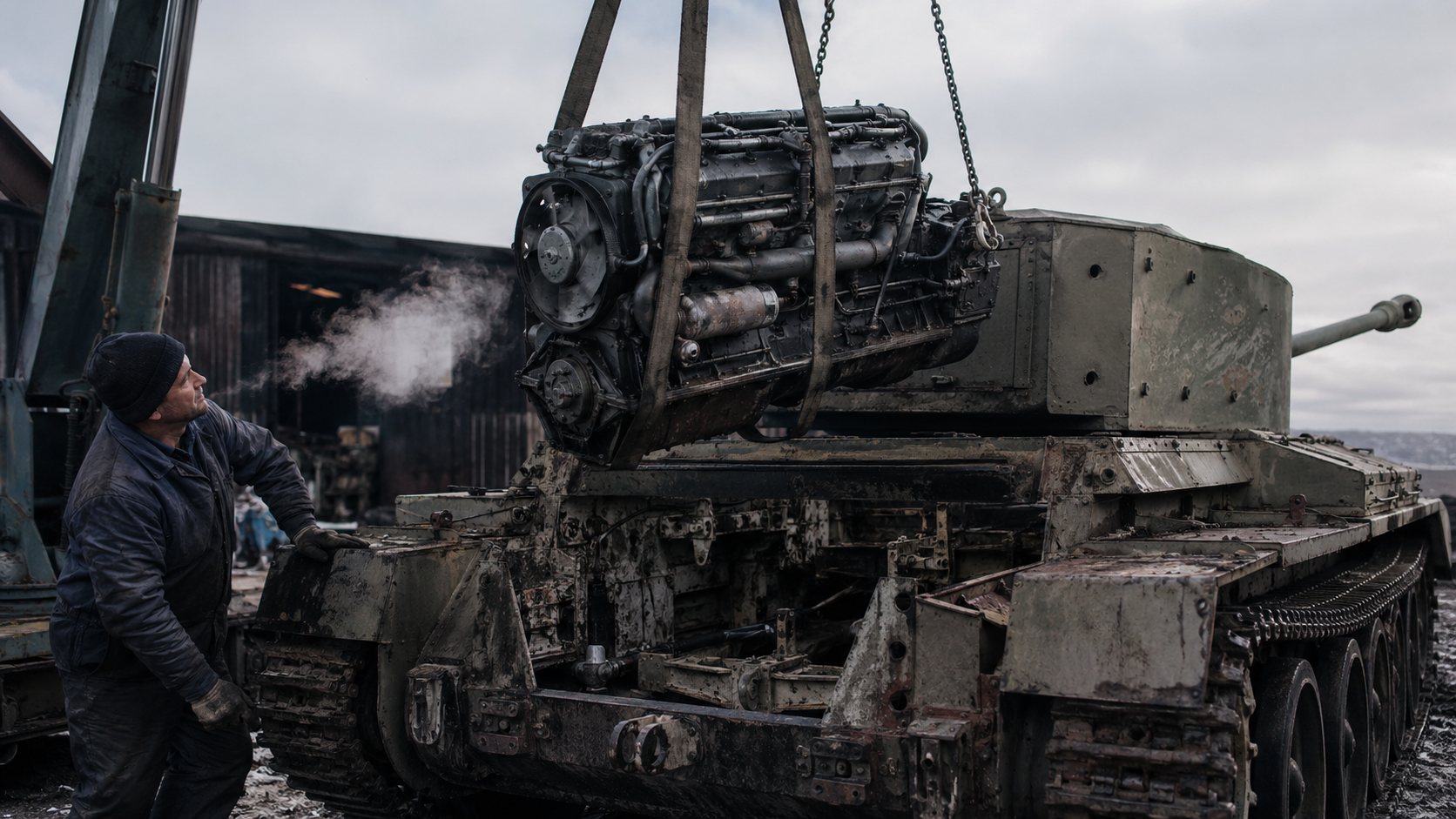 Frozen charioteer tank engine removal turns into a battle