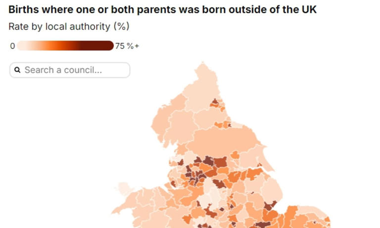 The areas where 80% of children are born to foreign-born parents as ...