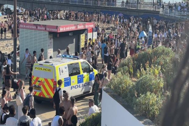 Officers attacked with "glass bottles" beach violence condemned