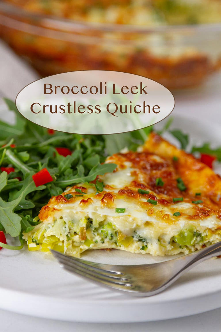 Broccoli leek crustless quiche