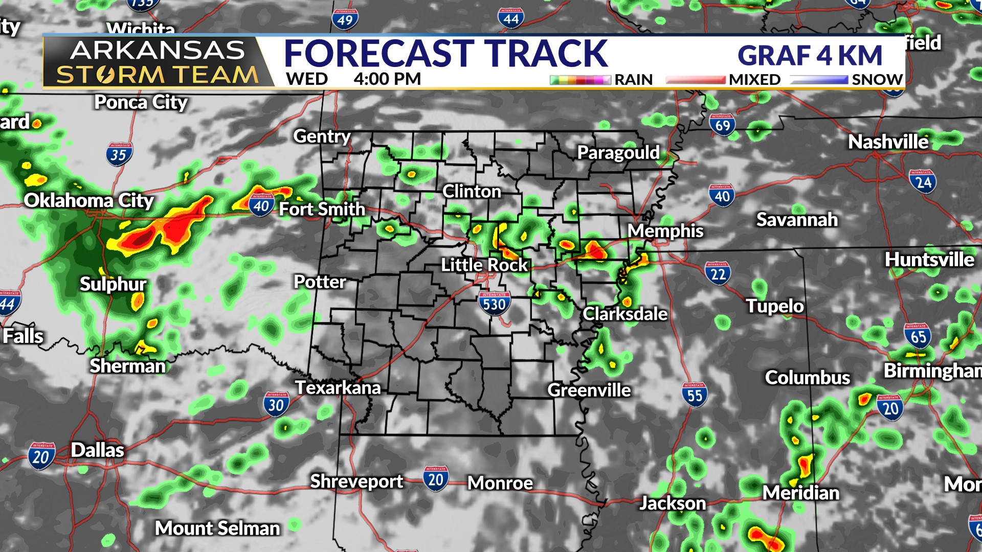 High rain chance today through tomorrow