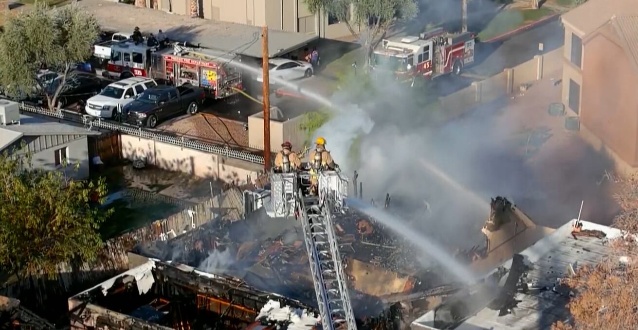 Phoenix firefighters battle massive fire after 3 buildings go up in flames
