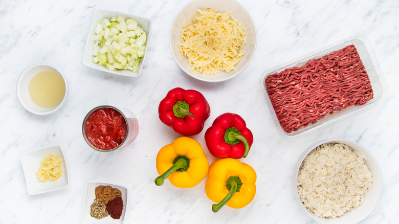 Beef and cheddar stuffed peppers recipe