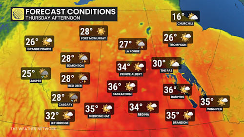 End of stifling Prairie heat in sight while stormy rains continue