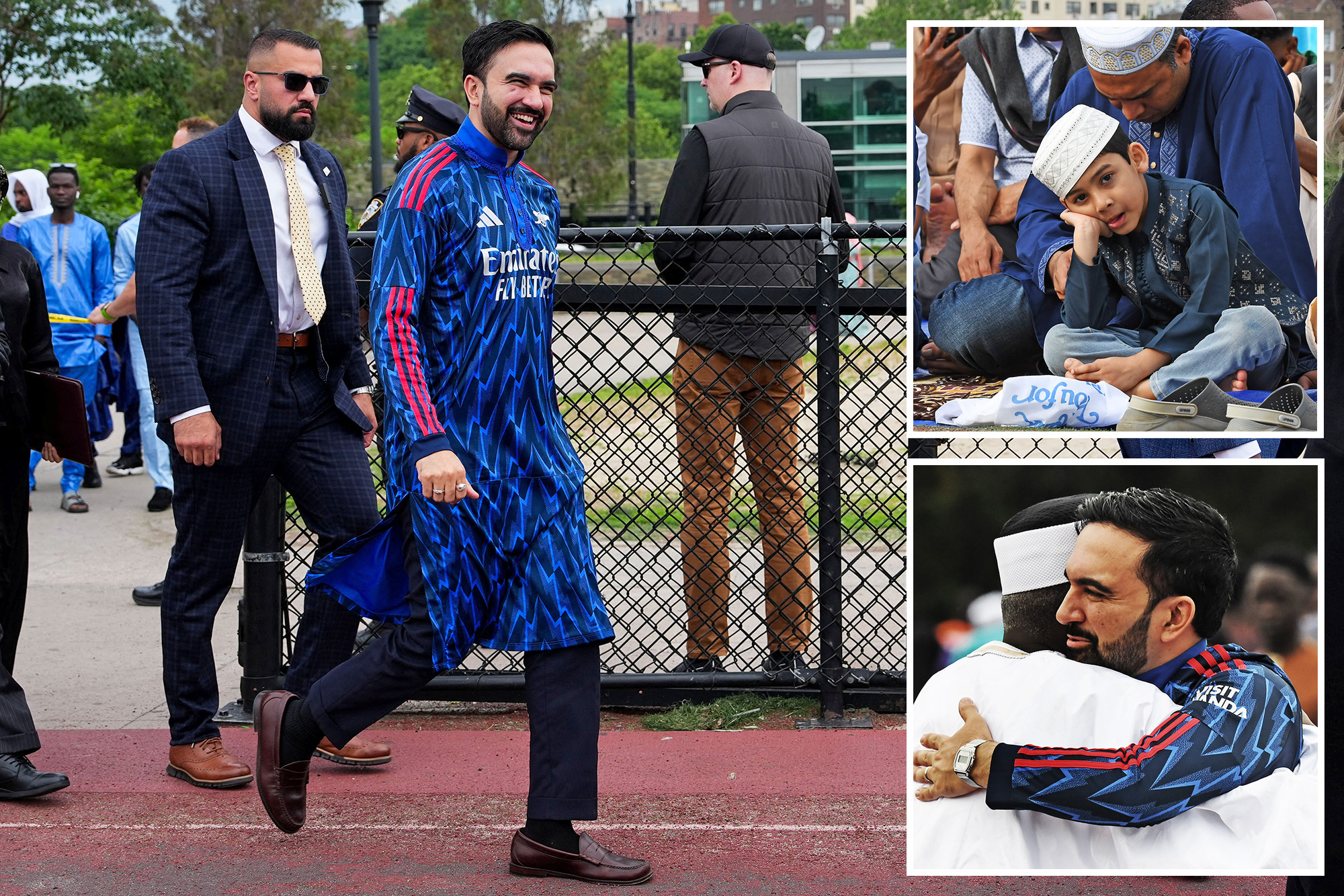 Mamdani wears garish Arsenal FC thobe at Muslim holiday event
