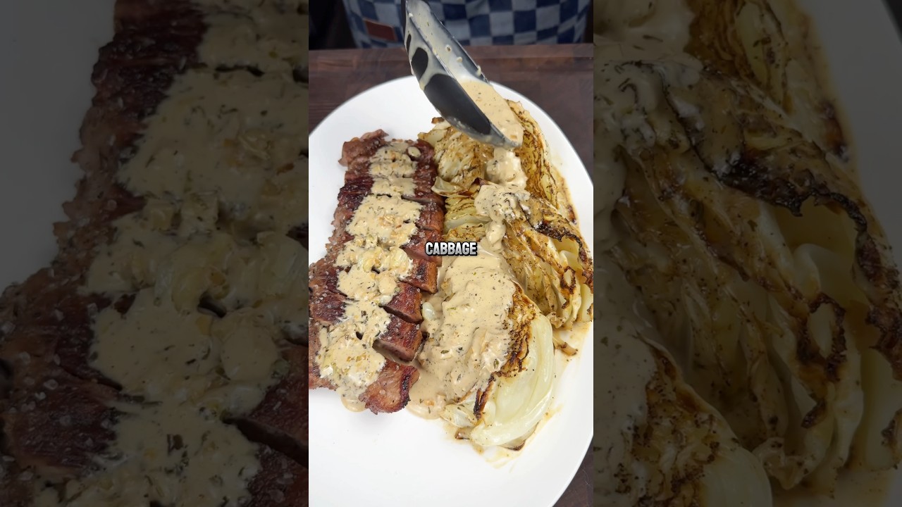 A New York strip with roasted cabbage wedges cures sadness