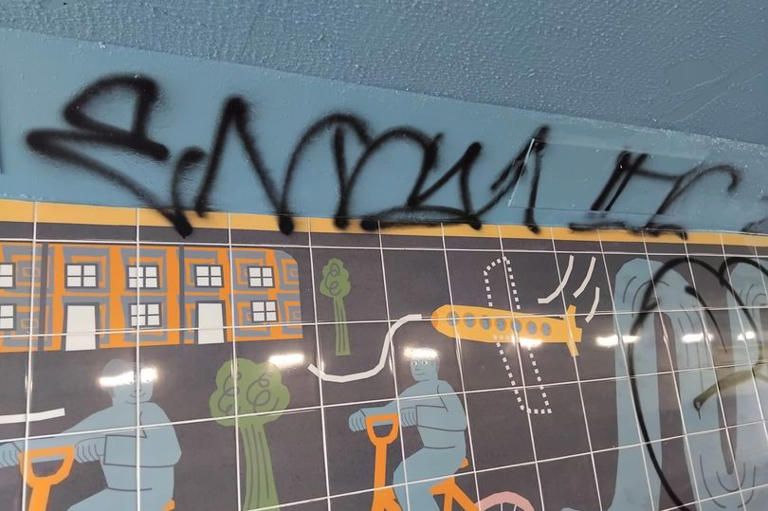 Sadness as new Byker artwork is daubed with graffiti just days after ...