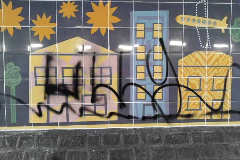 Sadness as new Byker artwork is daubed with graffiti just days after ...