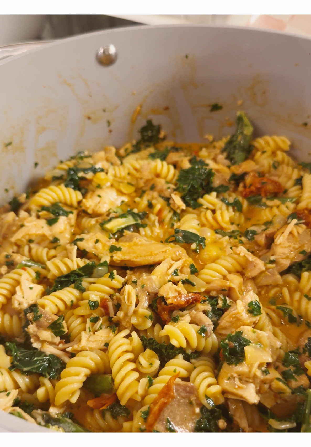 Quick creamy chicken kale pasta comfort meal ready in minutes