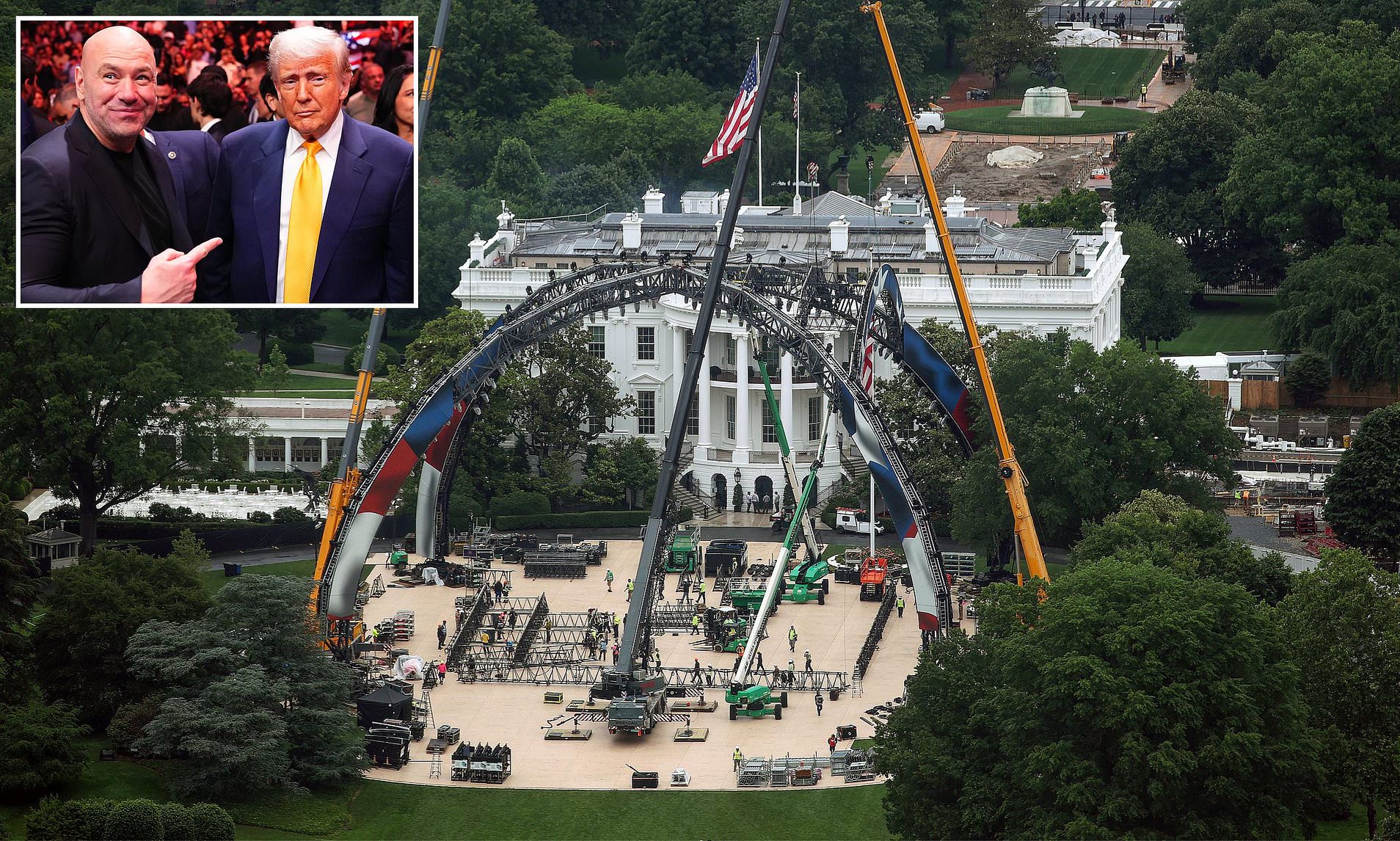 UFC White House arena begins to take shape on South Lawn ahead of ...
