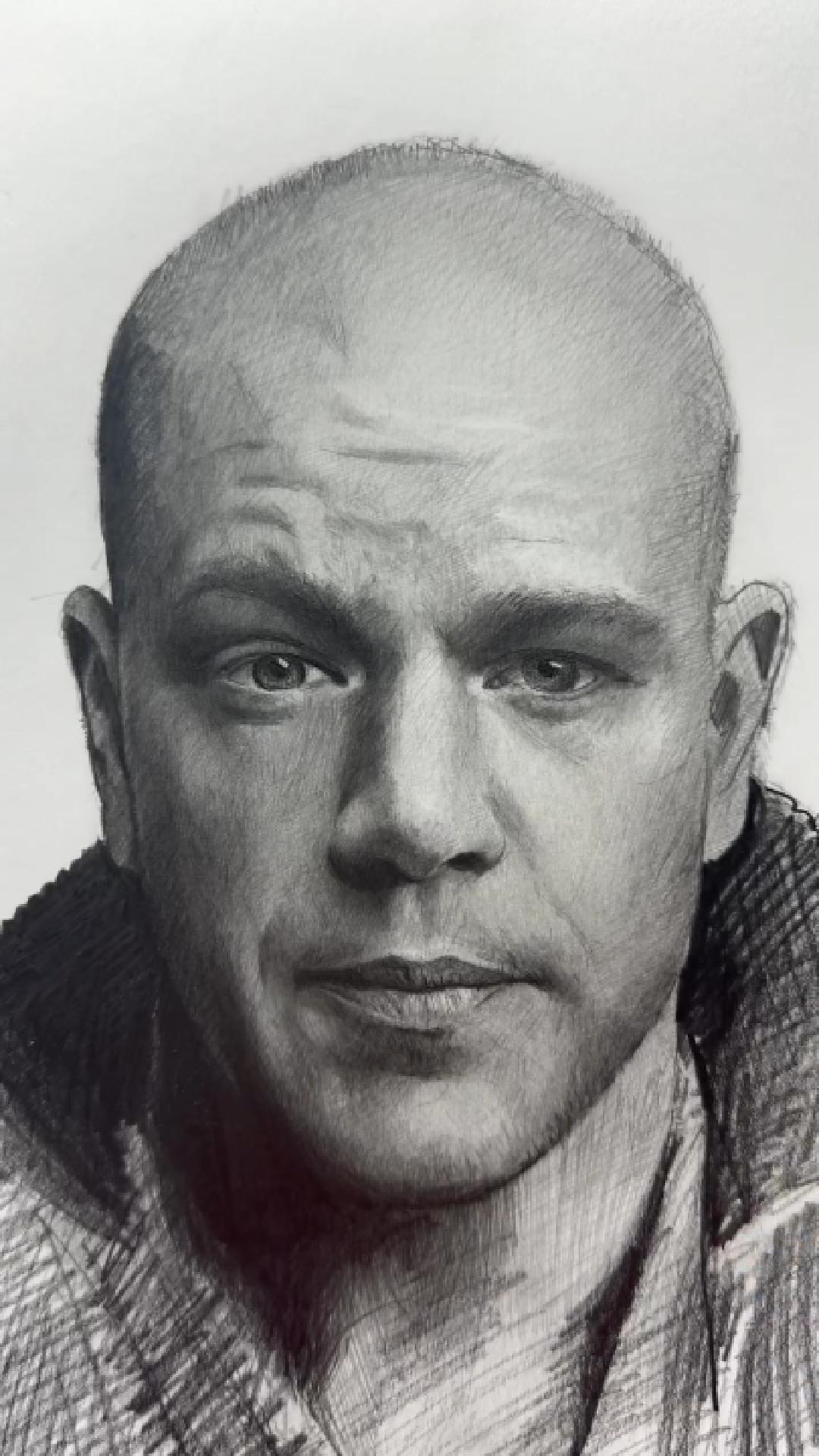 O desenho realista de Matt Damon feito por um artista está ...