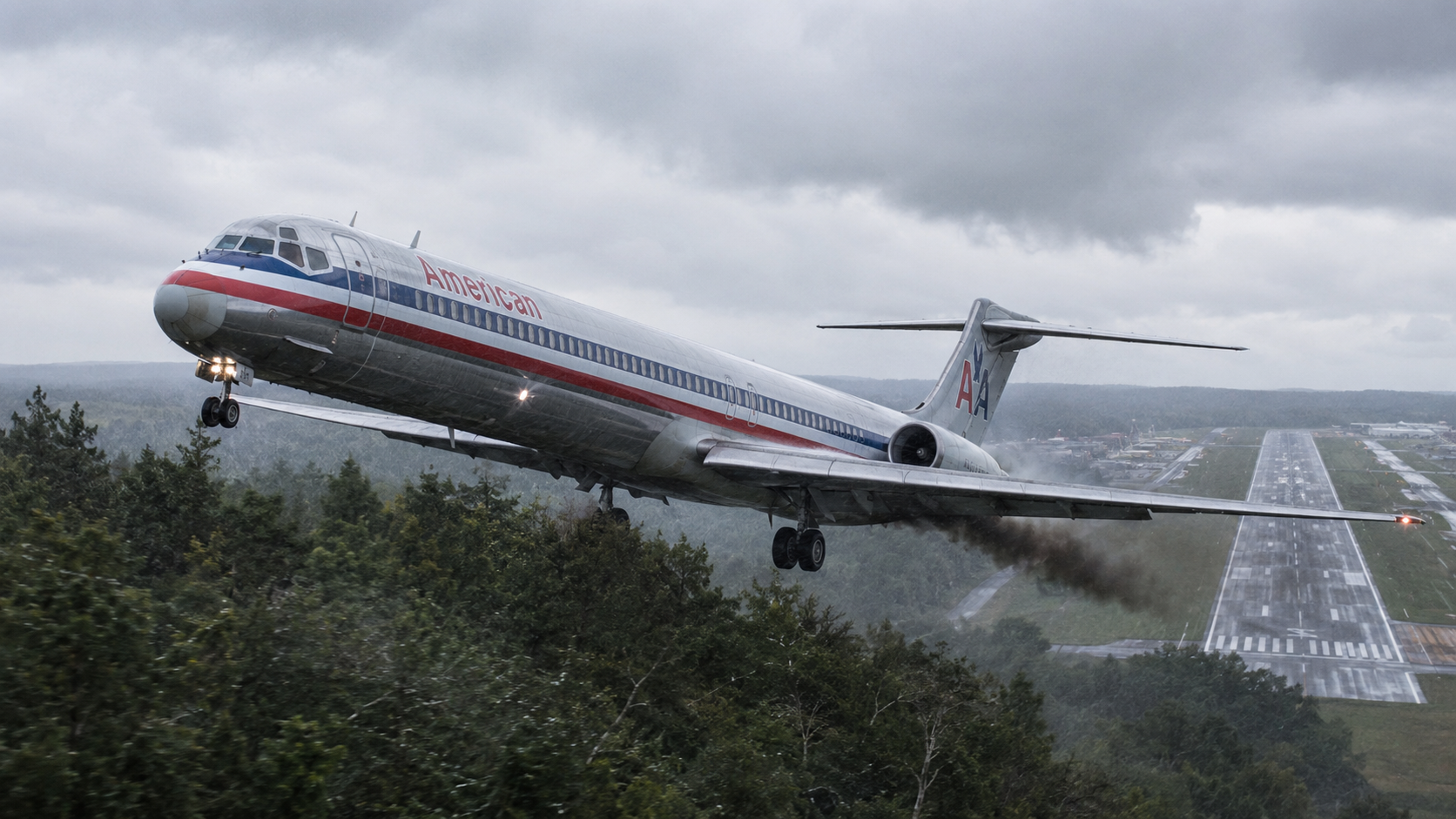 American 1572 slid below the mountain in a storm