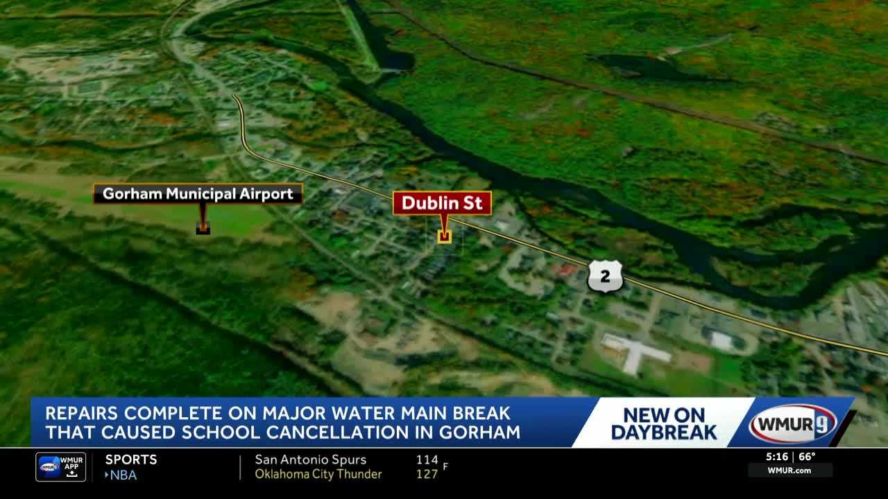 Repairs complete after major water main break in Gorham, officials say