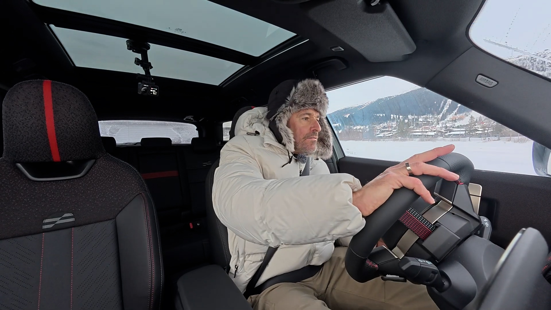 Testing an electric all-wheel drive SUV on ice