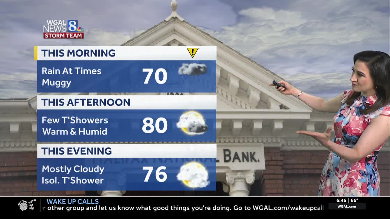 Morning rain, few PM showers; more humid