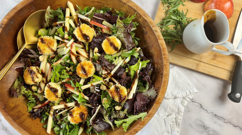 Panko-breaded goat cheese and crisp apple salad recipe