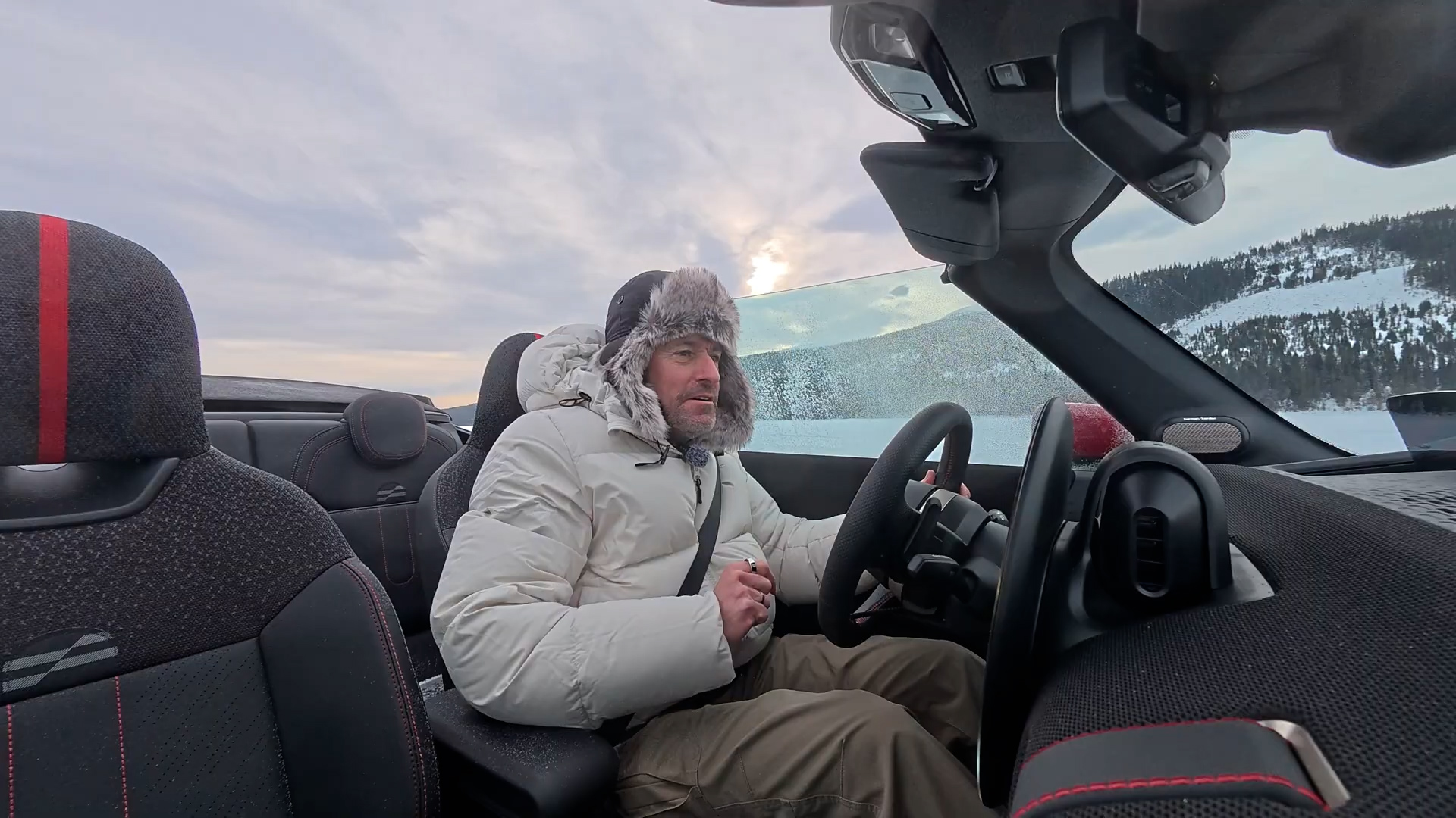 The reality of driving with the roof down in the snow