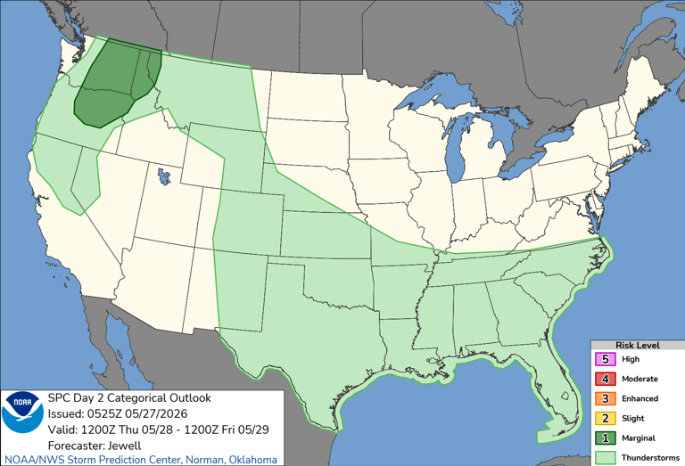 Maps show where severe storms are possible from Virginia to Texas