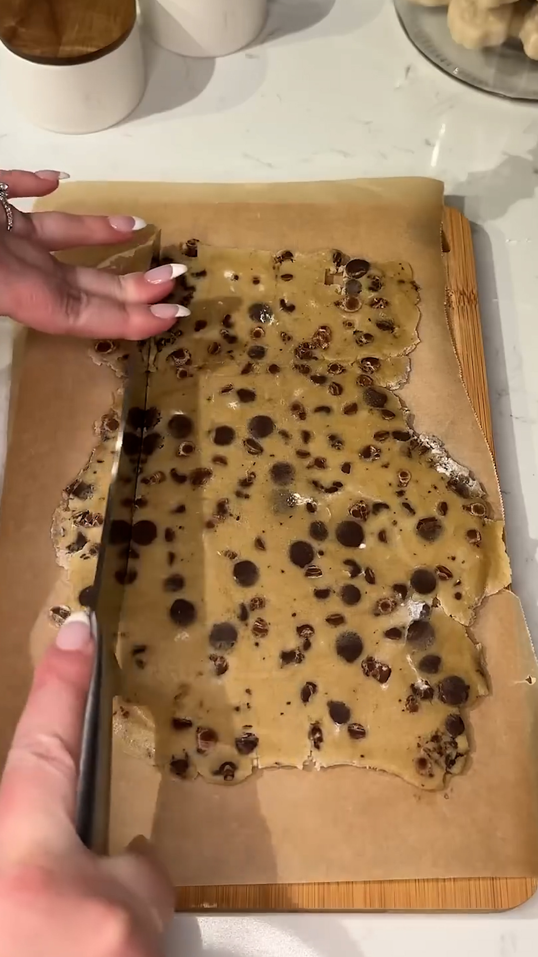Cookie dough cut into French fry shapes for fun presentation