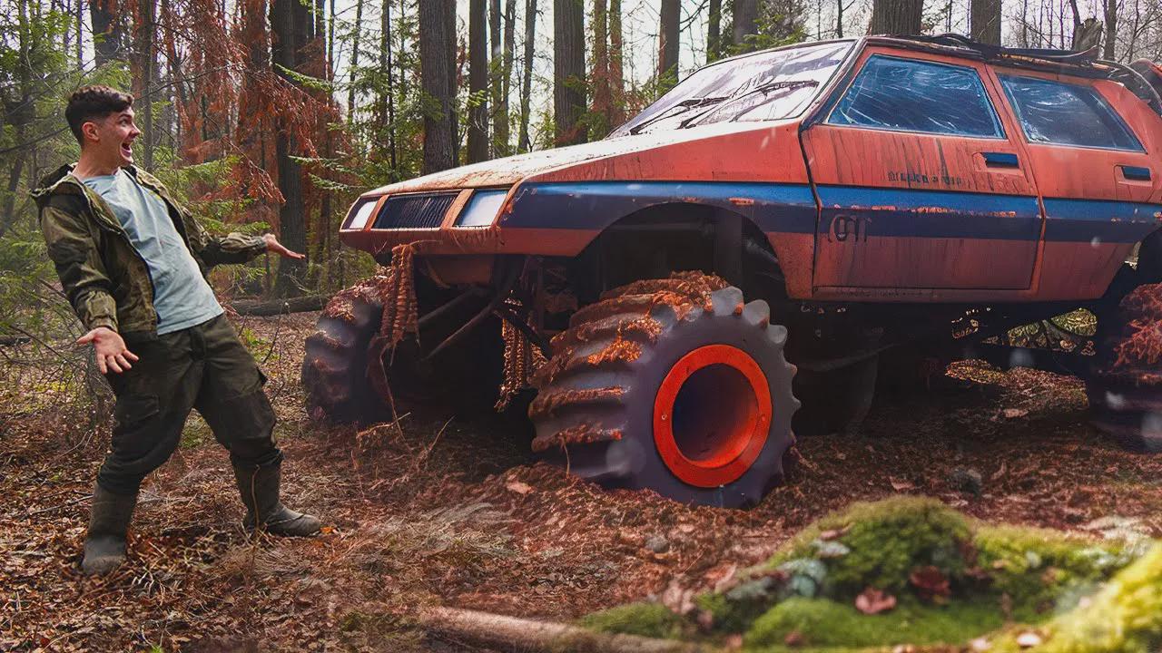 Found an abandoned monster truck in forest!