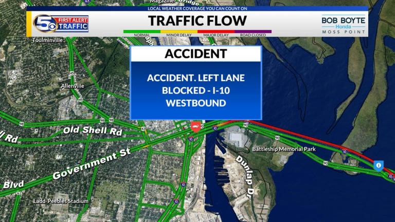 Crash in Wallace Tunnel has I-10 westbound down to one lane