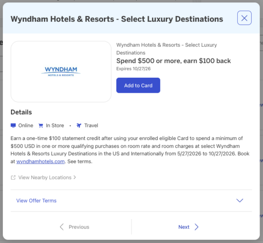 New Amex offer: Save $100 at select Wyndham hotels [Targeted]