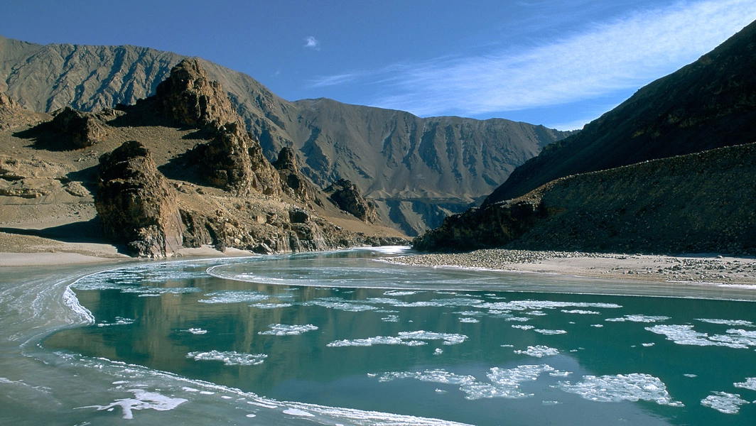 Ladakh unveils first rock check dam to boost irrigation