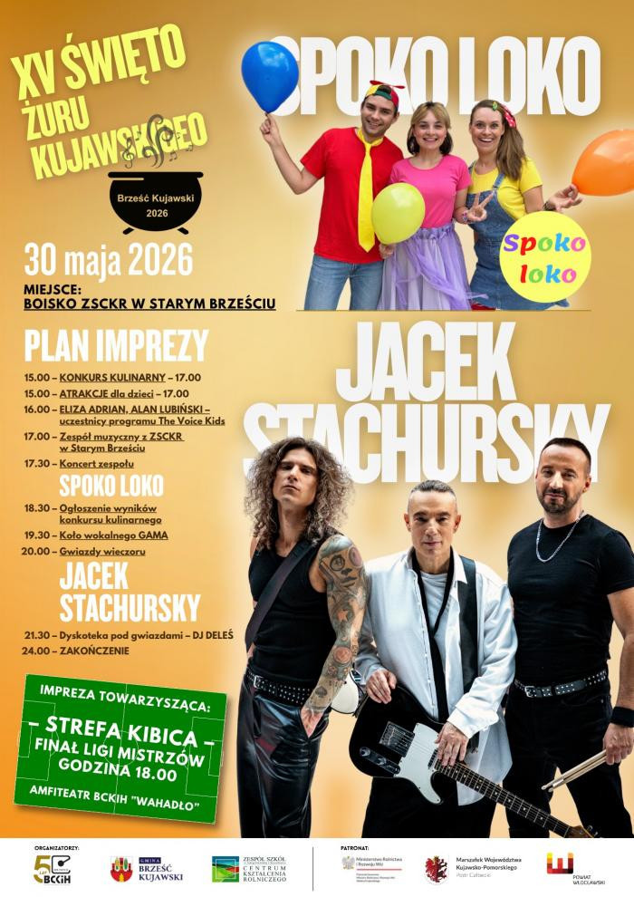 Program godzinowy Święta Żuru - Brześć Kujawski 2026. Wystąpią Jacek ...
