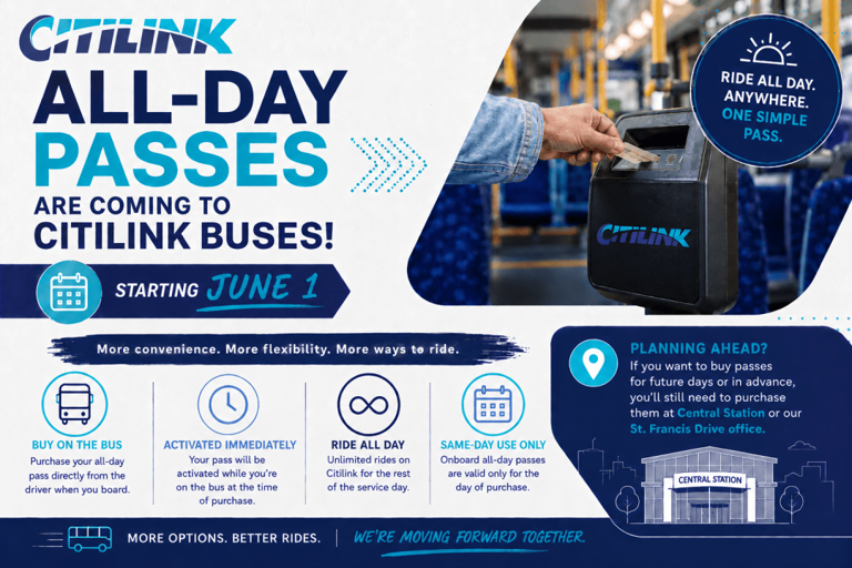 Citilink public transit to make multiple rider improvements starting June 1
