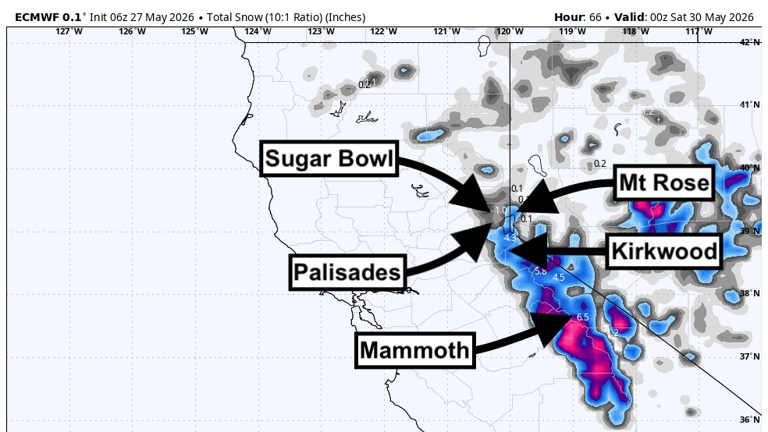 One last powder day? Up to 7 inches of snow forecasted for Mammoth ...