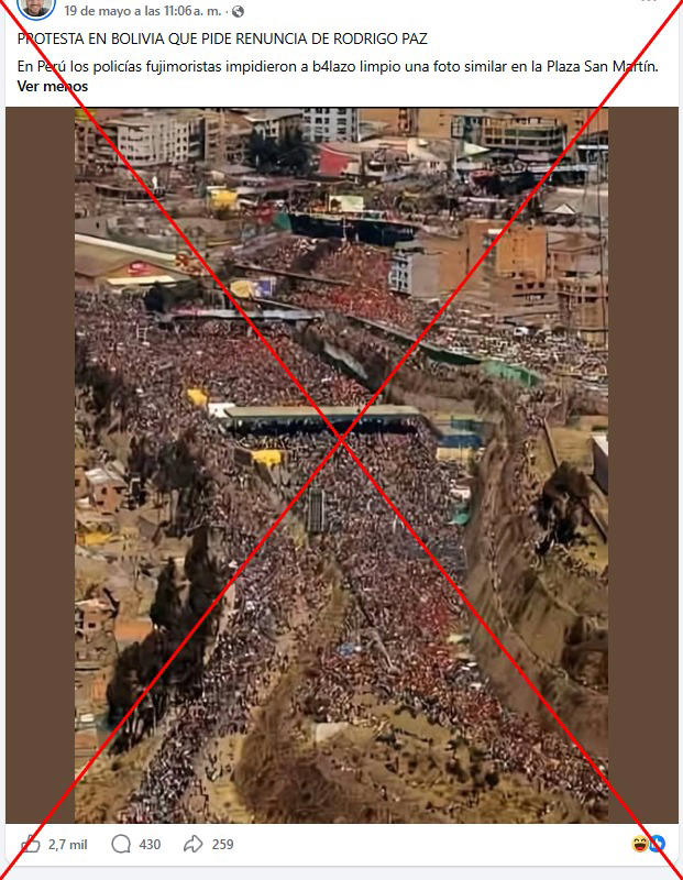 Una imagen de una protesta masiva en Bolivia en 2007 circula como si ...