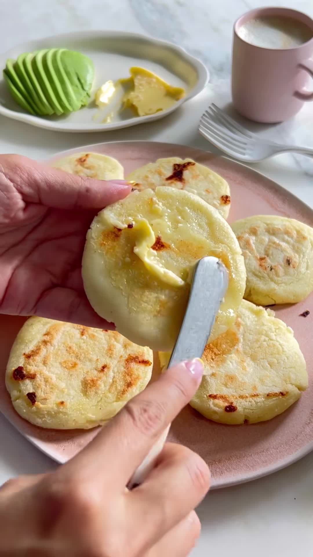 Arepas stuffed with melty mozzarella