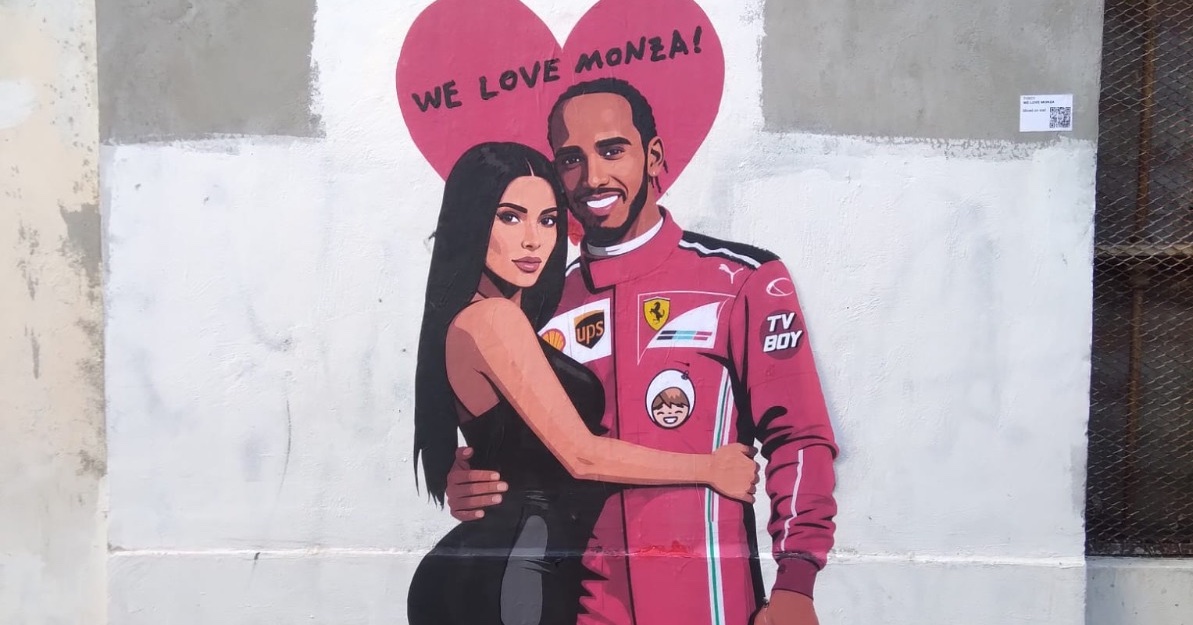 Hamilton e Kardashian a Monza, l’omaggio dello street artist Tvboy alla ...