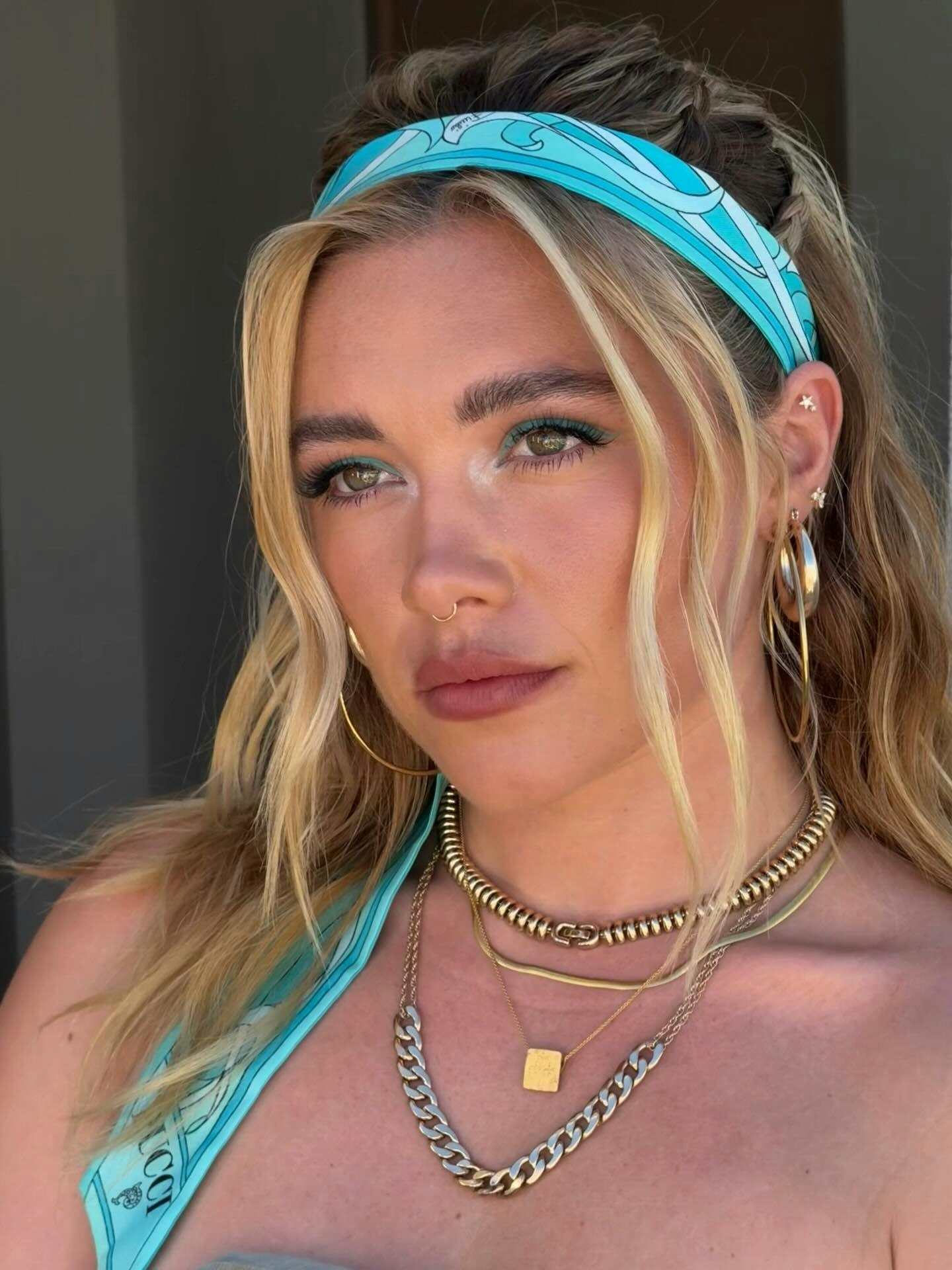 Florence Pugh’s Ibiza blonde up-do is a masterclass in heatwave-proof hair