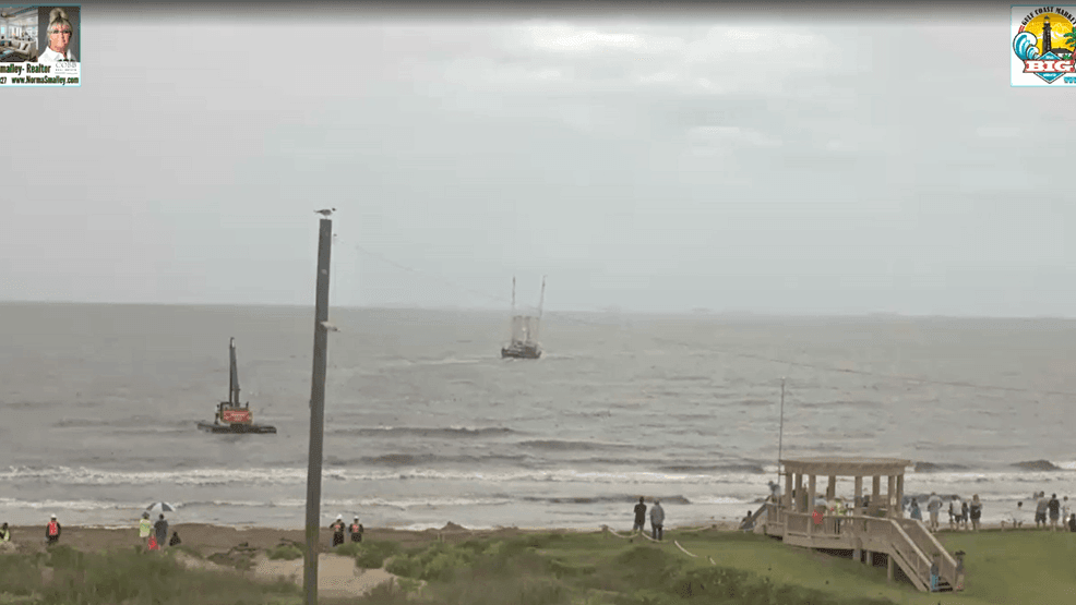 Workers get the Buccaneer 'unstuck' and heading back out to sea