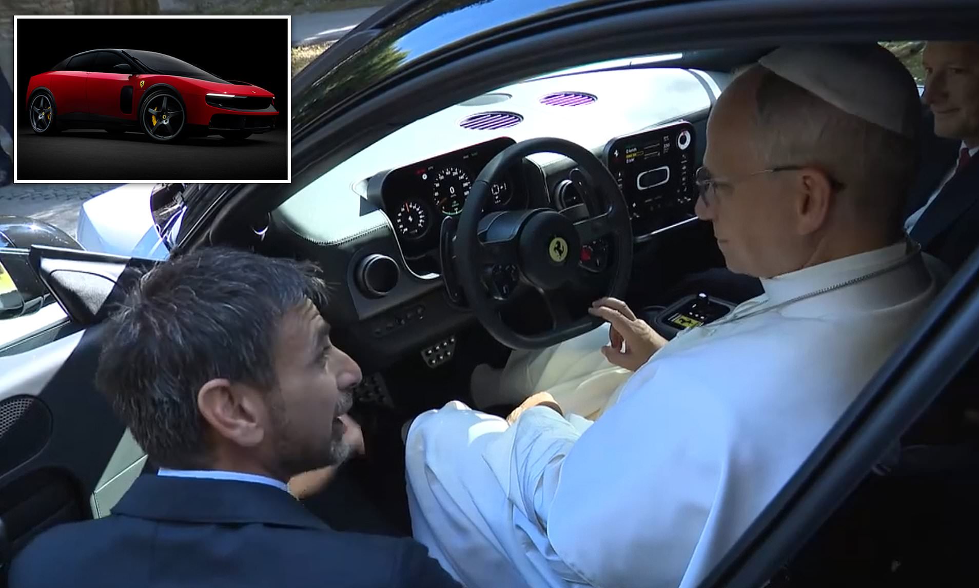 Fastest Pope-mobile ever? Pontiff gets behind the wheel of Ferrari's ...