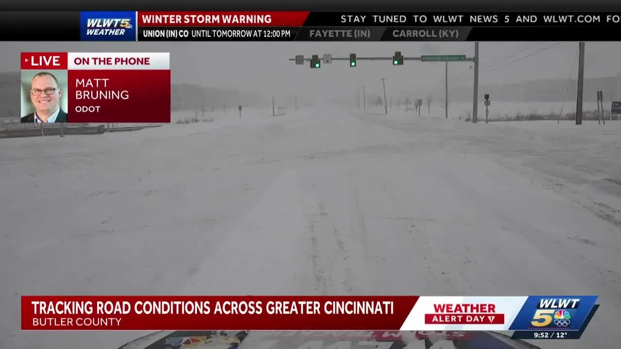 Tracking road conditions during winter storm in Cincinnati