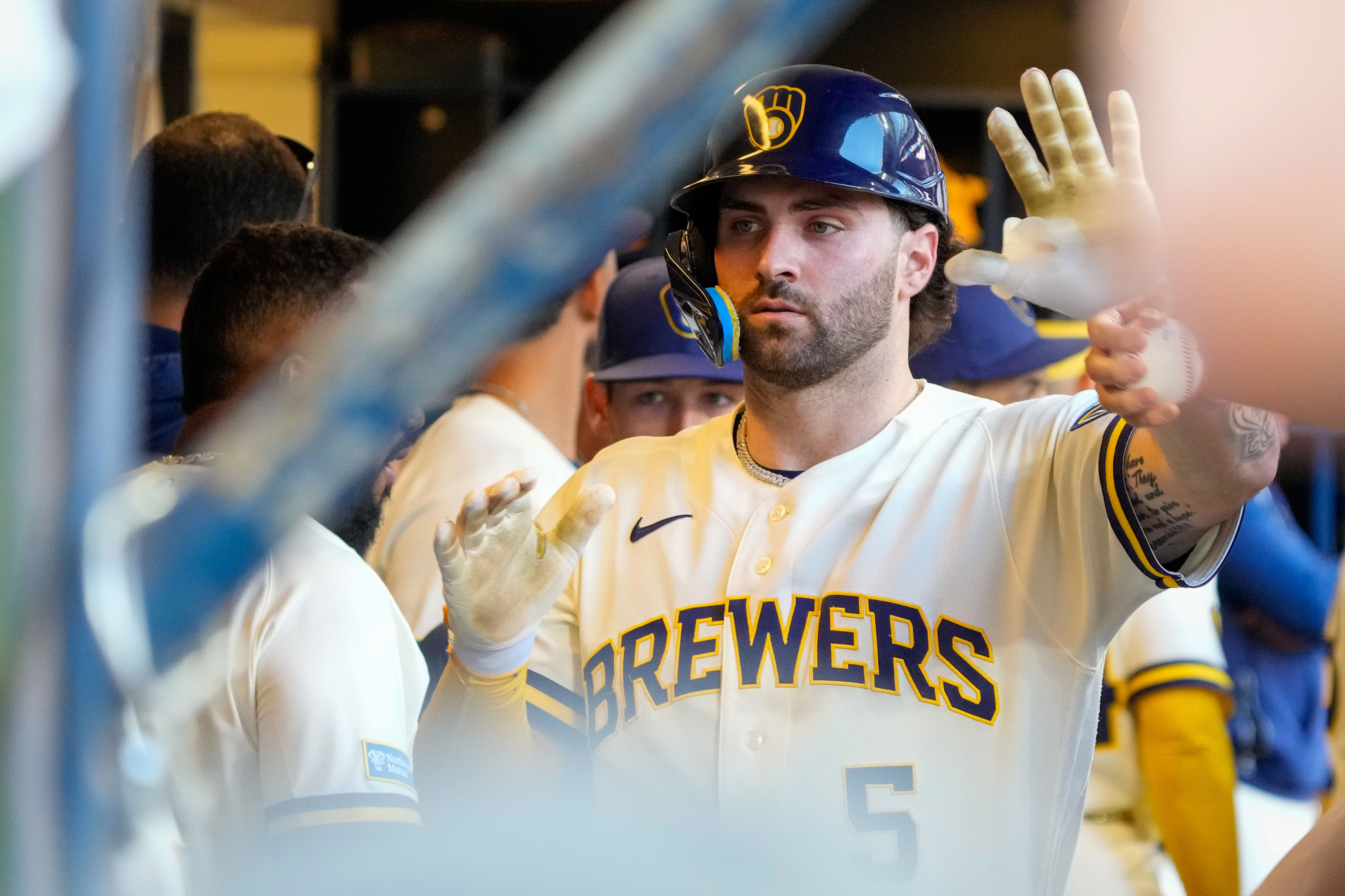 Hitless through seven innings, Brewers rally in eighth to beat ...